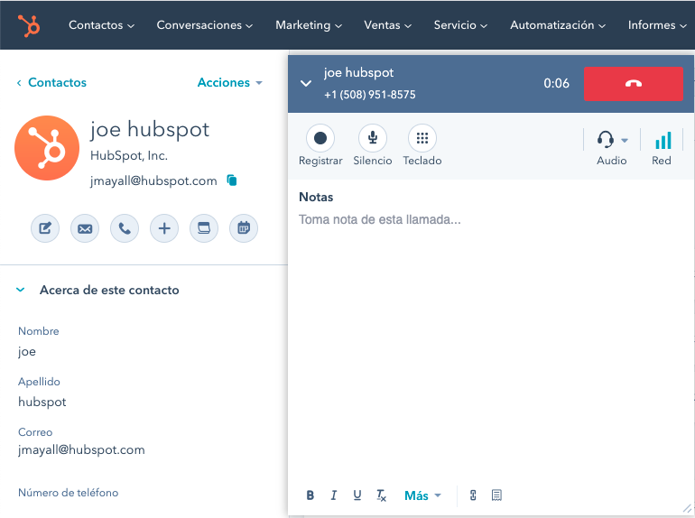 App de registro de llamadas | HubSpot